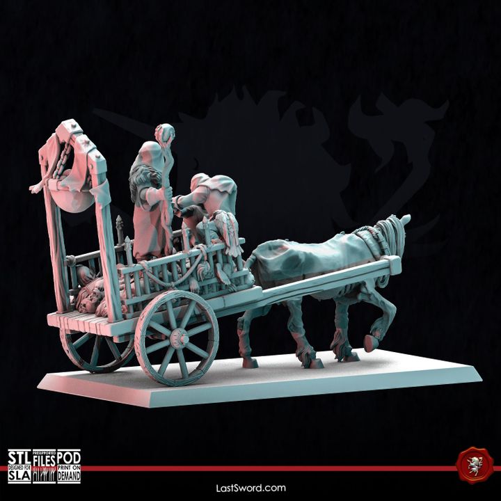 3D Printable Corpse Cart by LastSword Miniatures