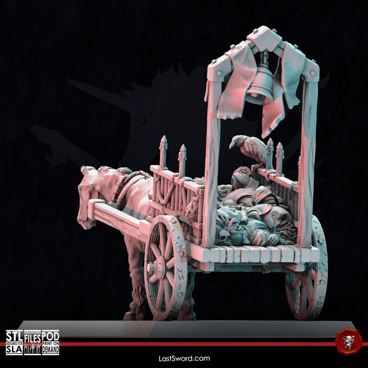 3D Printable Corpse Cart by LastSword Miniatures
