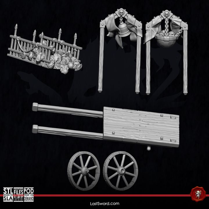 3D Printable Corpse Cart by LastSword Miniatures