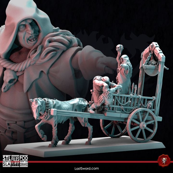 3D Printable Corpse Cart by LastSword Miniatures