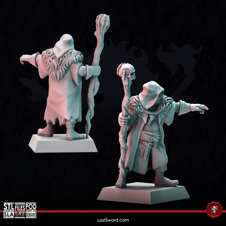 3D Printable Corpse Cart Necromancer on foot by LastSword Miniatures