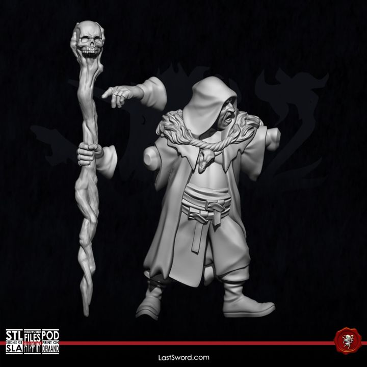 Descargar Corpse Cart Necromancer on foot de LastSword Miniatures