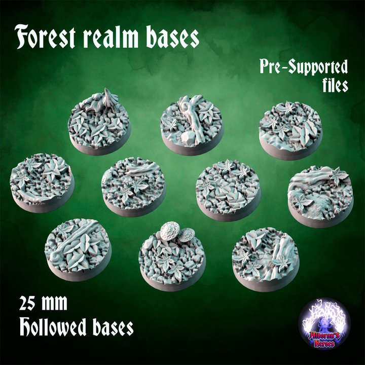 3D Printable Forest realm bases - 25mm by Alboran's Heroes