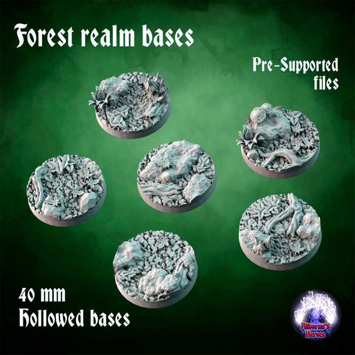 3D Printable Forest realm bases - 40mm by Alboran's Heroes