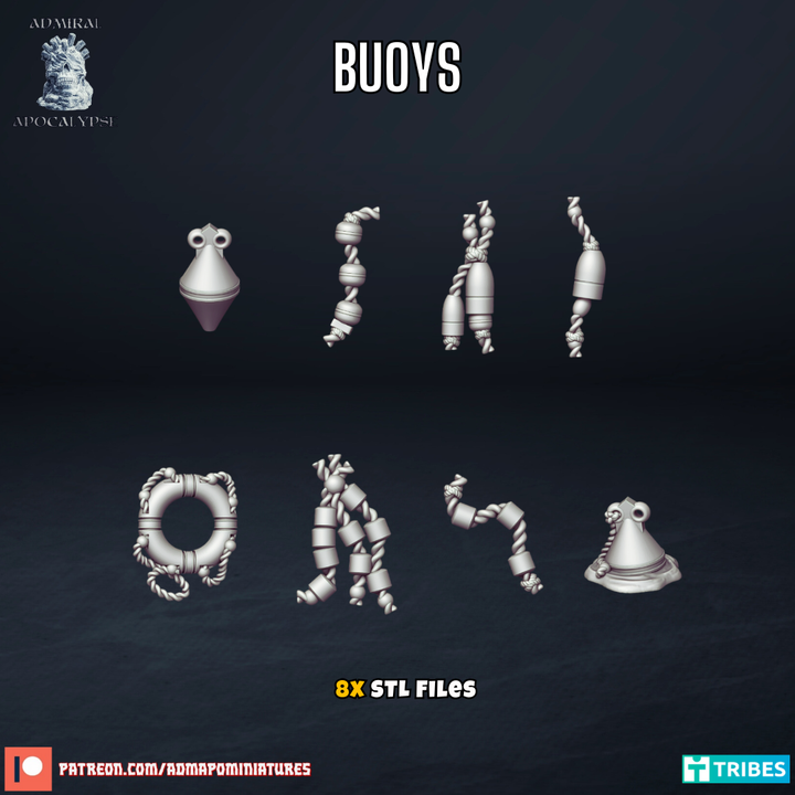 3D Printable Buoys (Basing Bits/Pre-supported) by Admiral Apocalypse