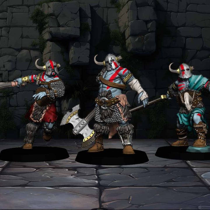 3D Printable Goliath Barbarians - set of 3 (32mm scale presupported ...