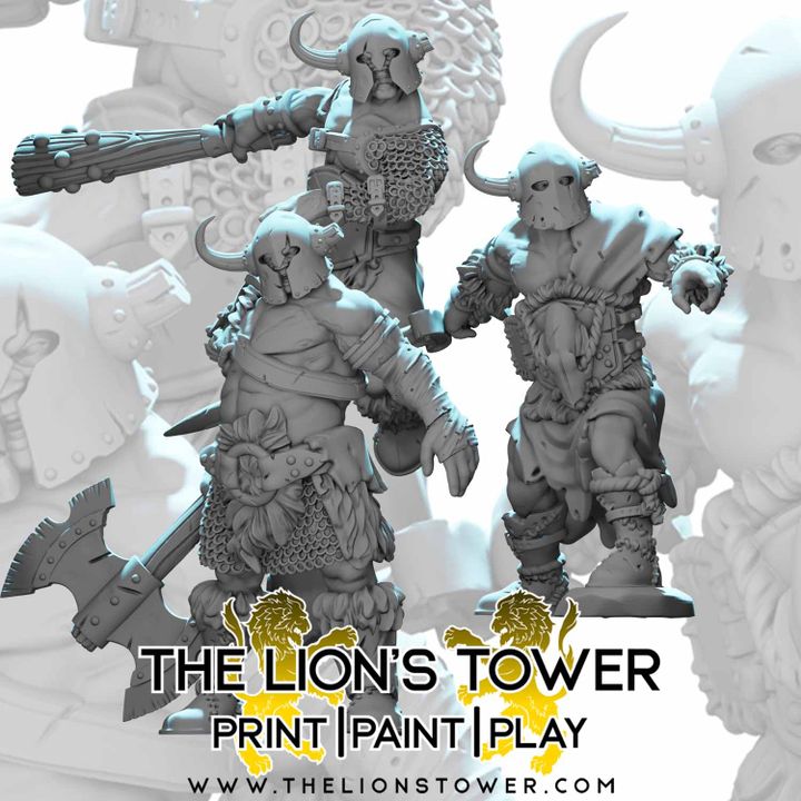 3D Printable Goliath Barbarians - set of 3 (32mm scale presupported ...