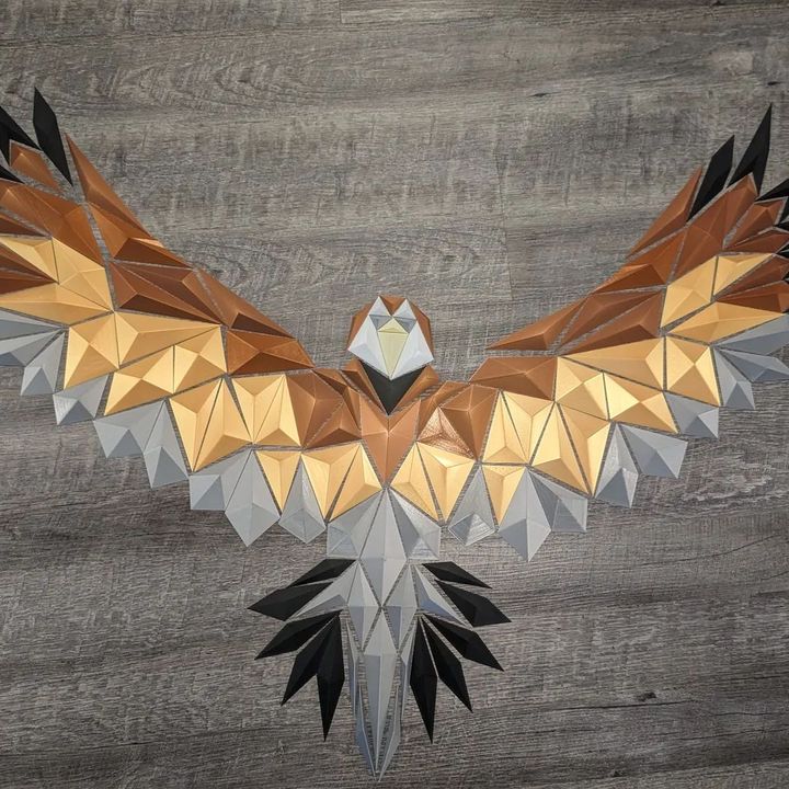 3D Printable Geometric eagle wall art by dgemily