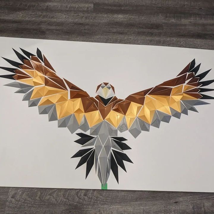 3D Printable Geometric eagle wall art by dgemily