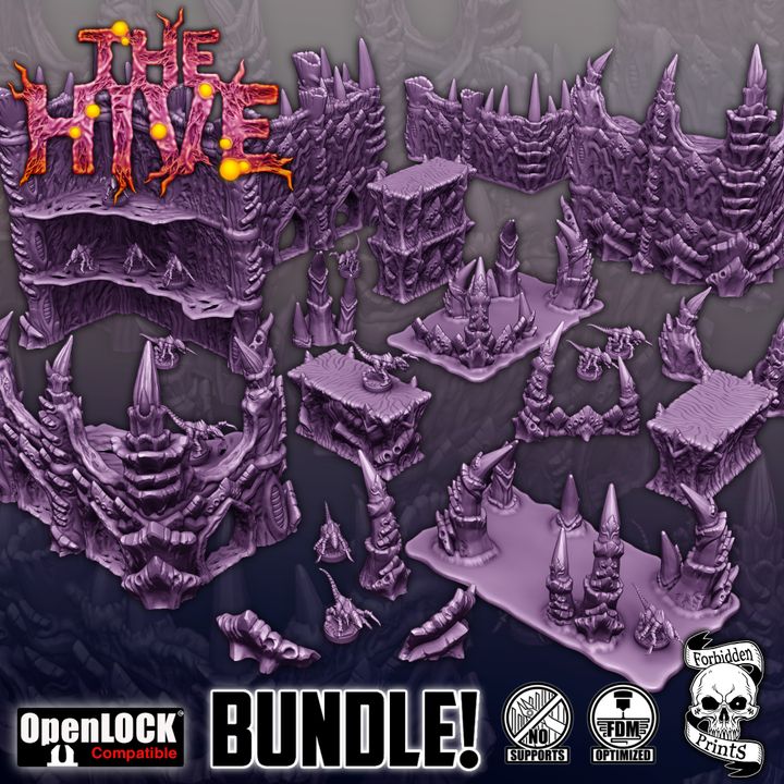 3D Printable The Hive - Bug Ruins BUNDLE! Set by Forbidden Prints