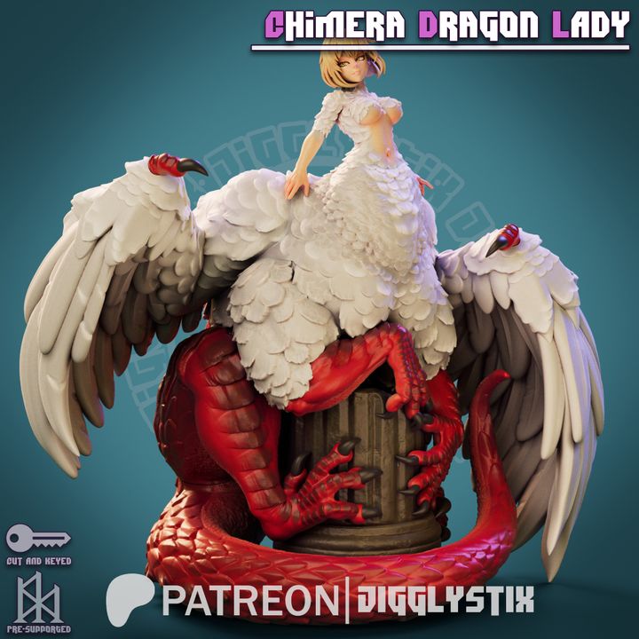 3D Printable Chimera Dragon Lady by Jigglystix