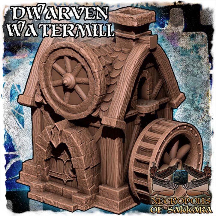 3D Printable Dwarven Watermill by Pharaoh's Workshop