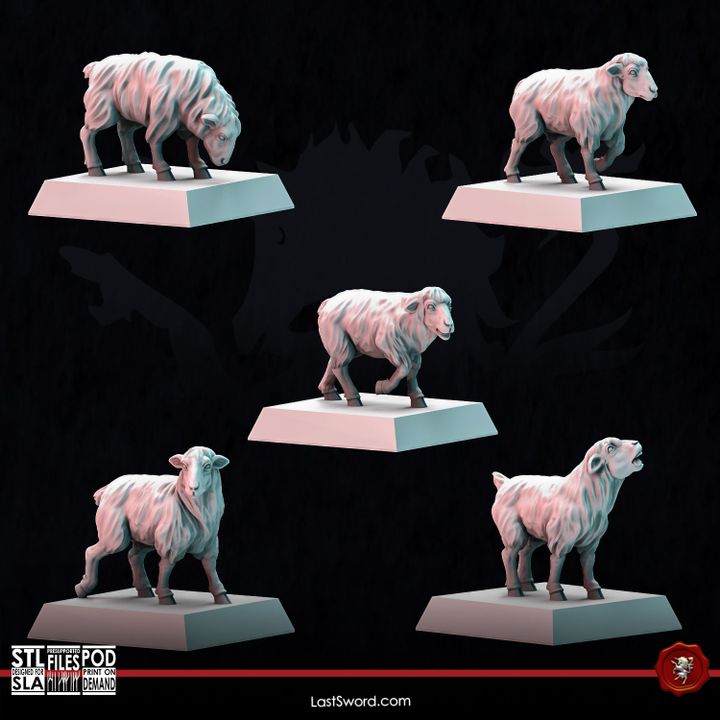 3D Printable Flock of Sheep by LastSword Miniatures
