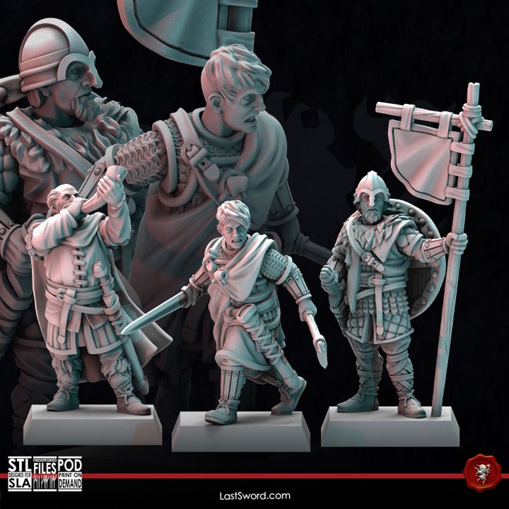 3D Printable Huscarls Command Group by LastSword Miniatures