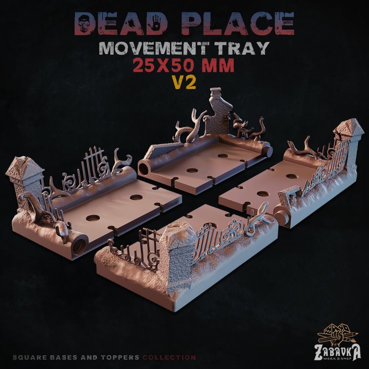 3D Printable Dead Place - Modular Movement Tray (25x50) by Zabavka Workshop