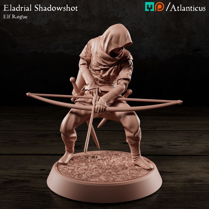 3D Printable Male Elf Rogue - Eladrial Shadowshot - Longbow by ...