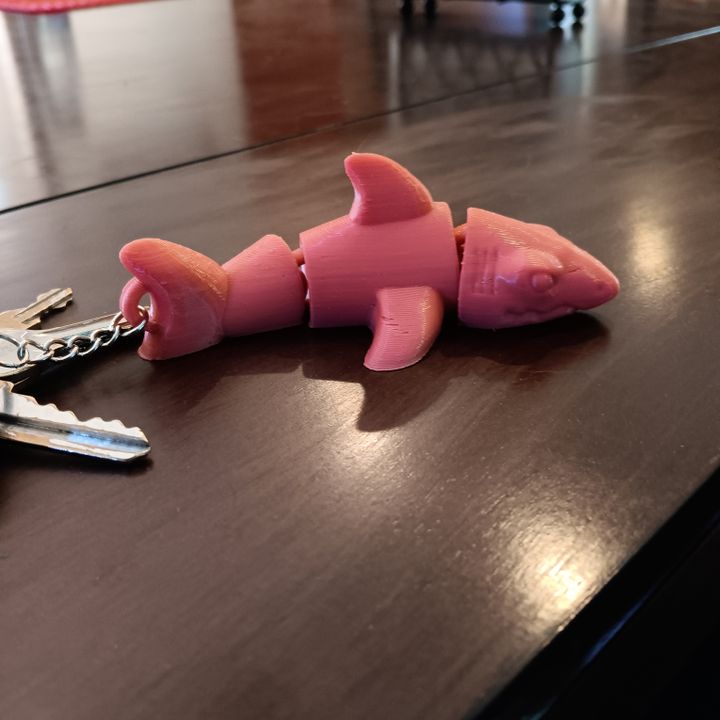 3D Printable Flexi Shark Keychain - print in place by tim