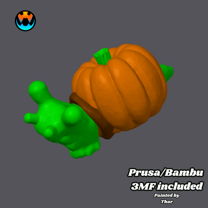 3D Printable Tiny Pumpkin Snail by Cinderwing3D