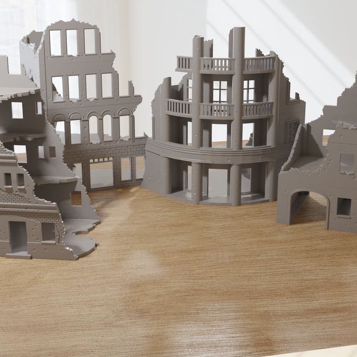 3D Printable Stalingrad Destroyed Buildings Set - WW2 Wargaming Terrain ...