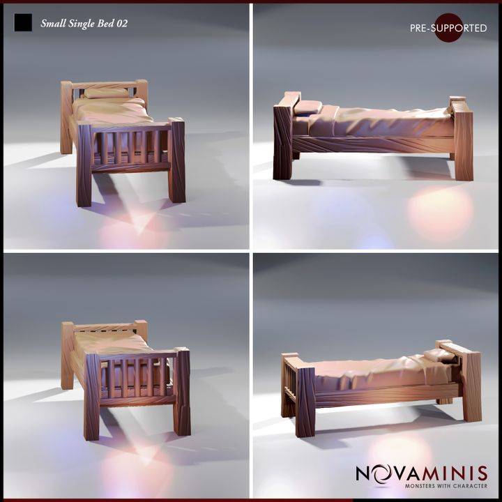 3D Printable Small Single Bed 02 by NovaMinis