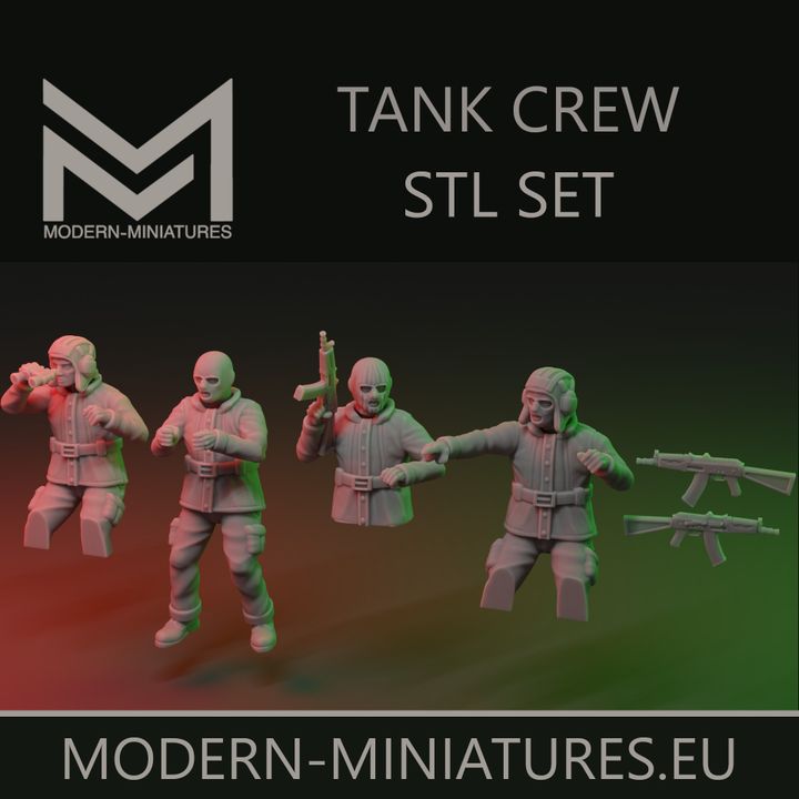 3D Printable Tank Crew 28mm miniatures by Modern-Miniatures.eu