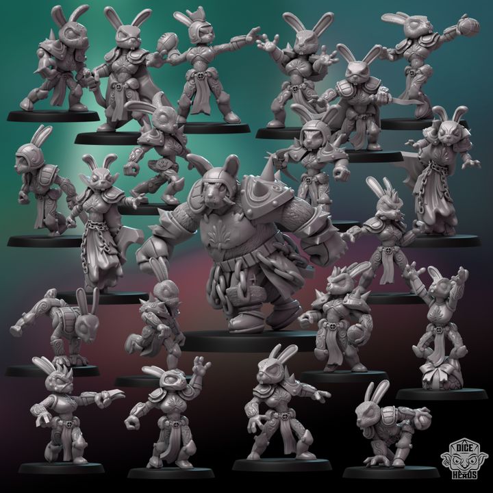 3D Printable Ragin' Rabbits – Fantasy Football Team 🐰 by Dice Heads