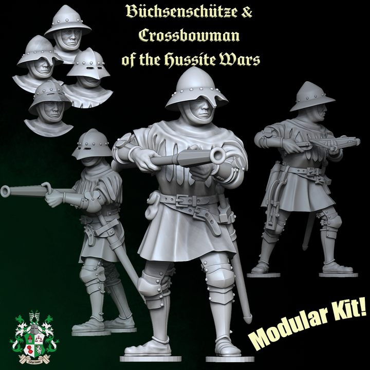 3D Printable Dual-Kit Büchsenschütze & Crossbowman of the Hussite Wars ...