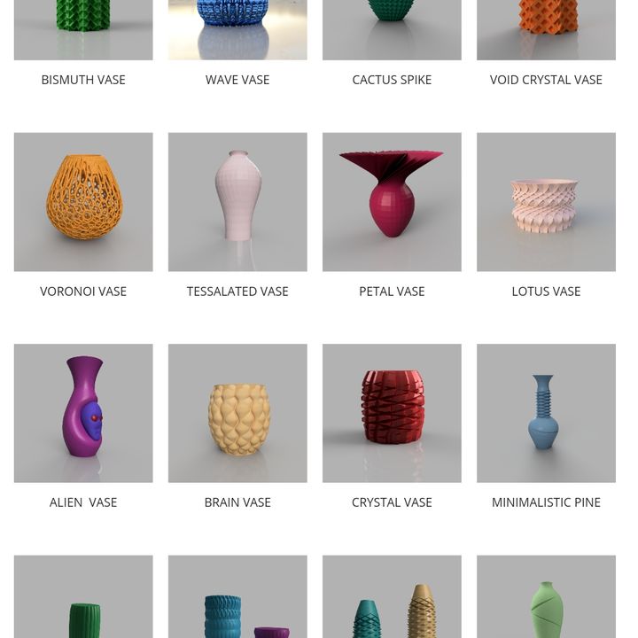 3D Printable 100 VASE STL FILES – PRINTABLE BUNDLE COLLECTION by MELS ...