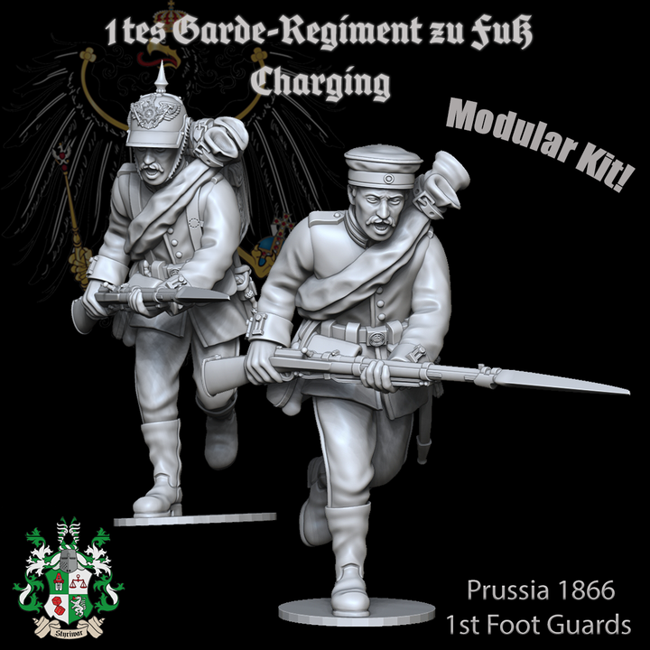 3D Printable Prussian 1tes Garde-Regiment zu Fuß Charging (4Variants ...