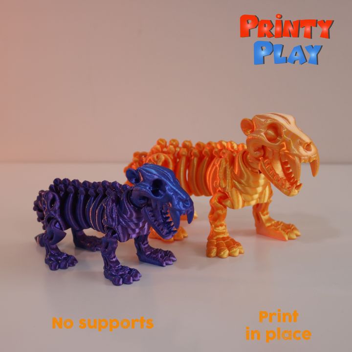 3D Printable Saber-Toothed Tiger skeleton by Nestor Aaron