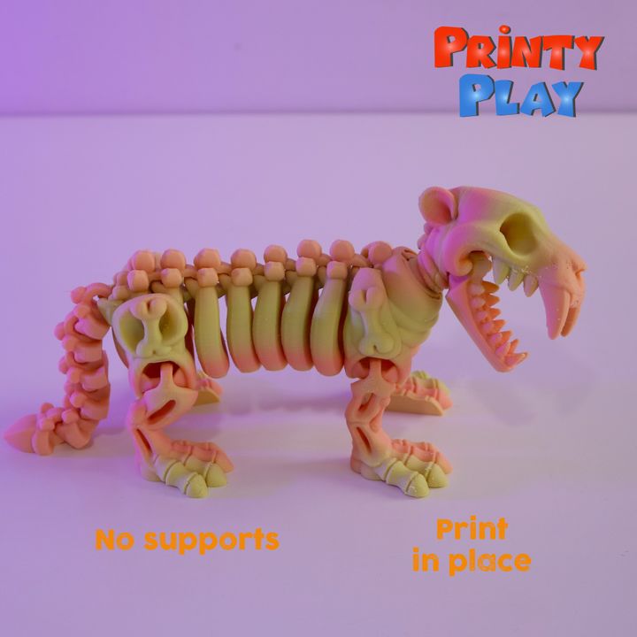 3D Printable Saber-Toothed Tiger skeleton by Nestor Aaron