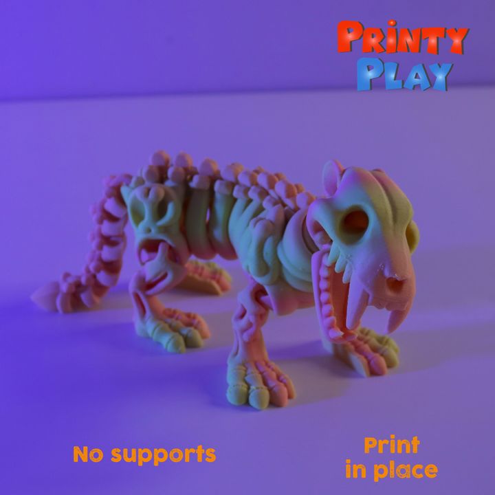 3D Printable Saber-Toothed Tiger skeleton by Nestor Aaron