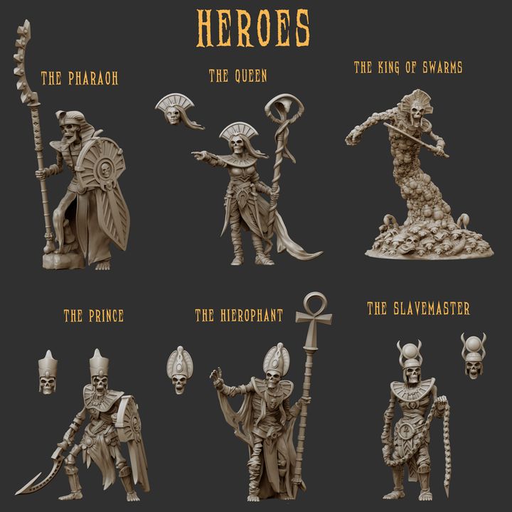 3D Printable Pharaoh's Legacy: Heroes by Crab Miniatures