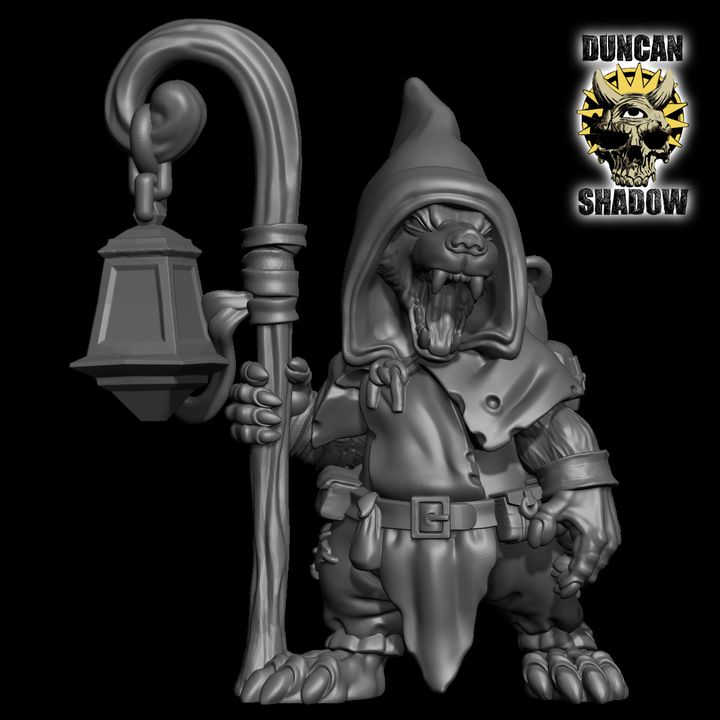 3D Printable Badger Folk Cleric (Pre Supported) by Duncan Shadow