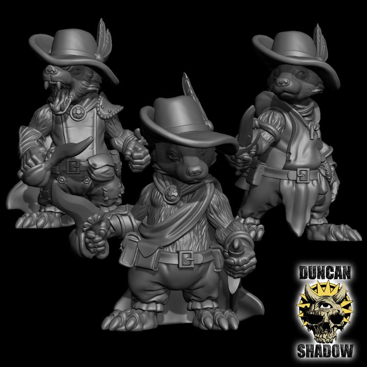 3D Printable Badger Folk with Daggers (Pre Supported) by Duncan Shadow