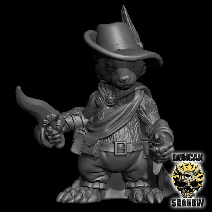 3D Printable Badger Folk with Daggers (Pre Supported) by Duncan Shadow