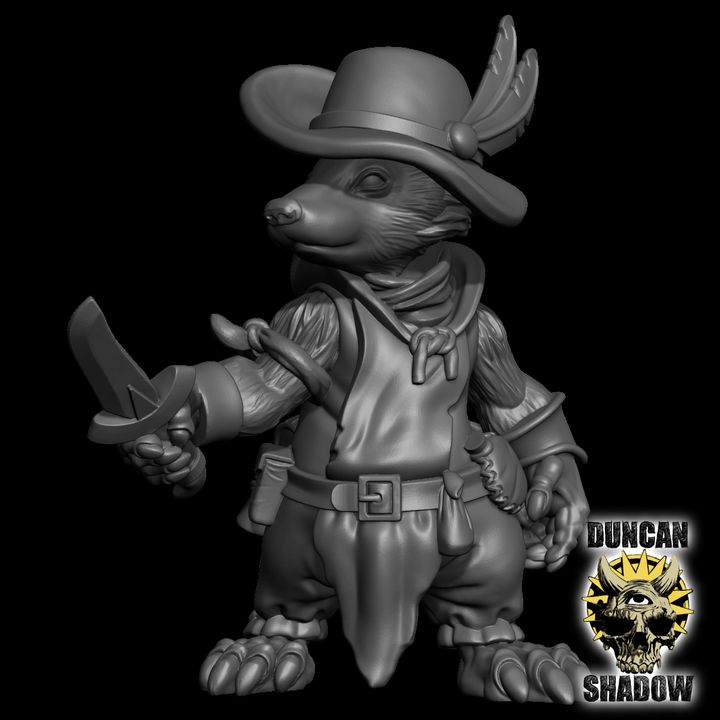 3D Printable Badger Folk with Daggers (Pre Supported) by Duncan Shadow