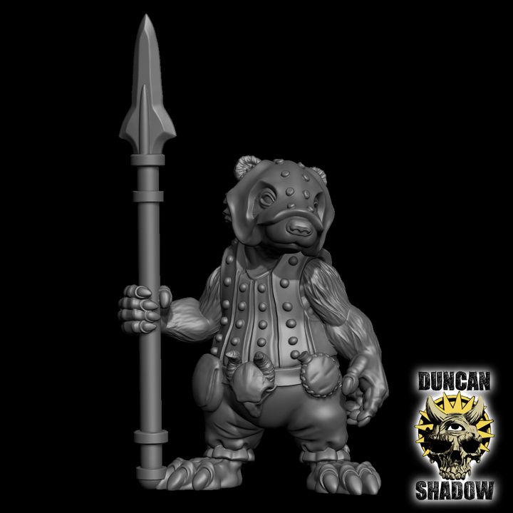 3D Printable Badger Folk Rangers with Spears (Pre Supported) by Duncan ...