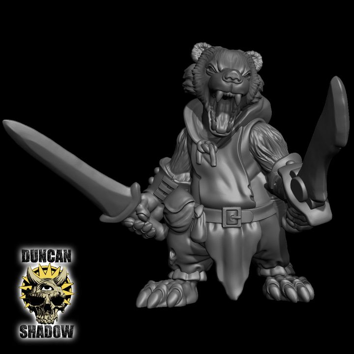 3D Printable Badger Folk Rangers with Swords (Pre Supported) by Duncan ...