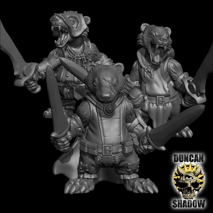 3D Printable Badger Folk Rangers with Swords (Pre Supported) by Duncan ...