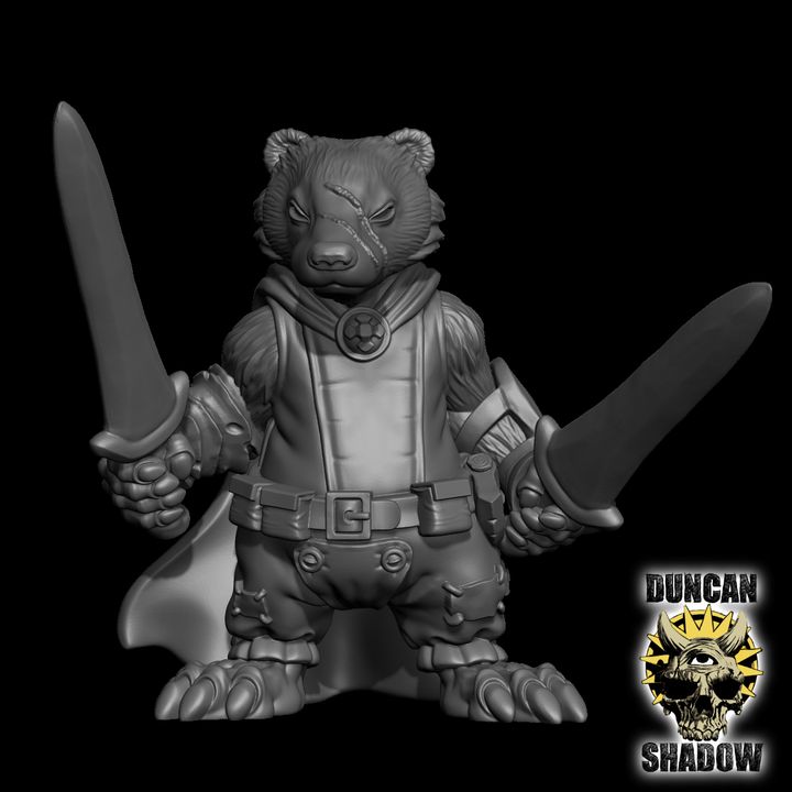 3D Printable Badger Folk Rangers with Swords (Pre Supported) by Duncan ...