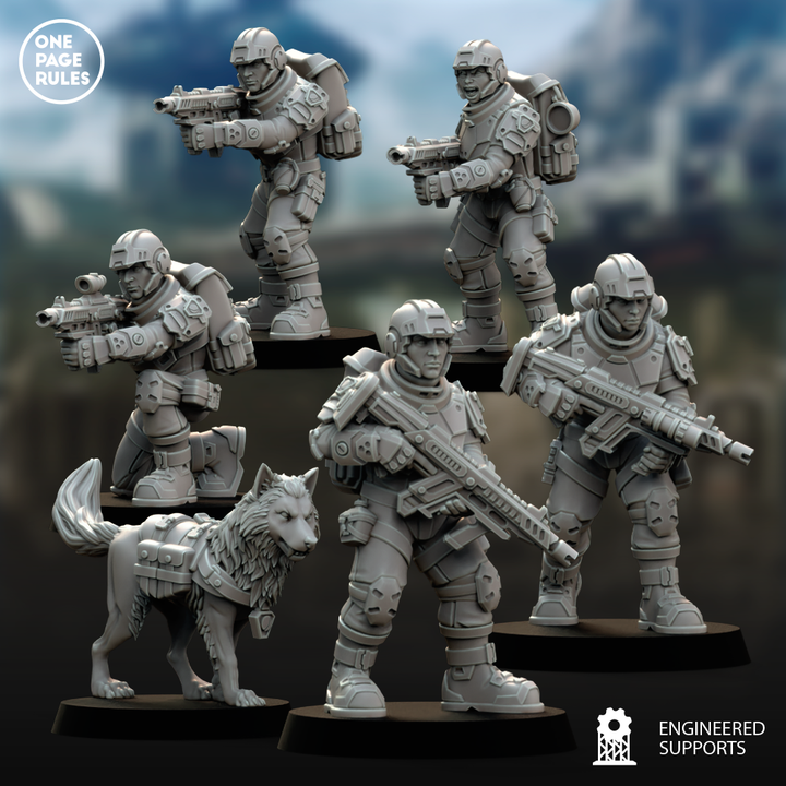 3D Printable Infantry Squad - Human Defense Force by One Page Rules