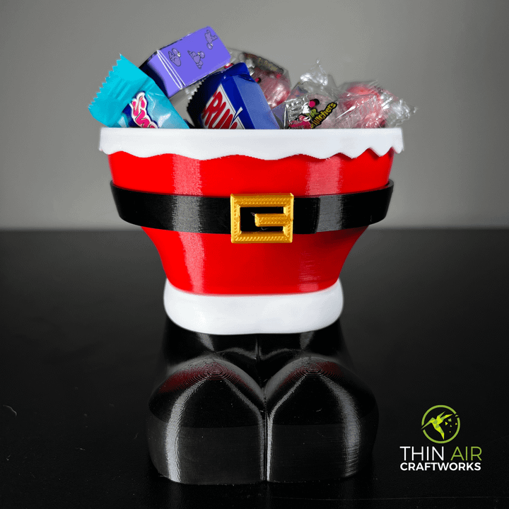 3D Printable Santa Legs Christmas Candy Bowl by Thin Air 3D