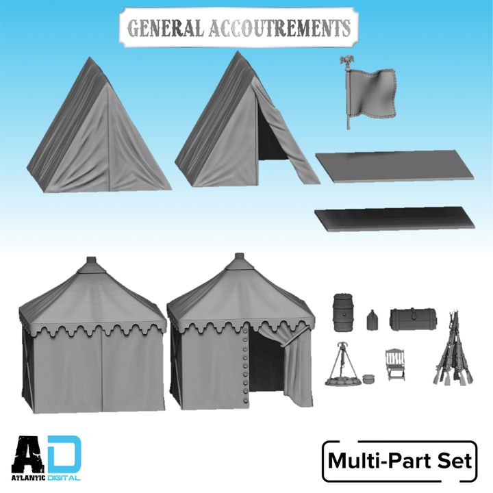 3D Printable Napoleonic Tents and camp accessories by Wargames Atlantic