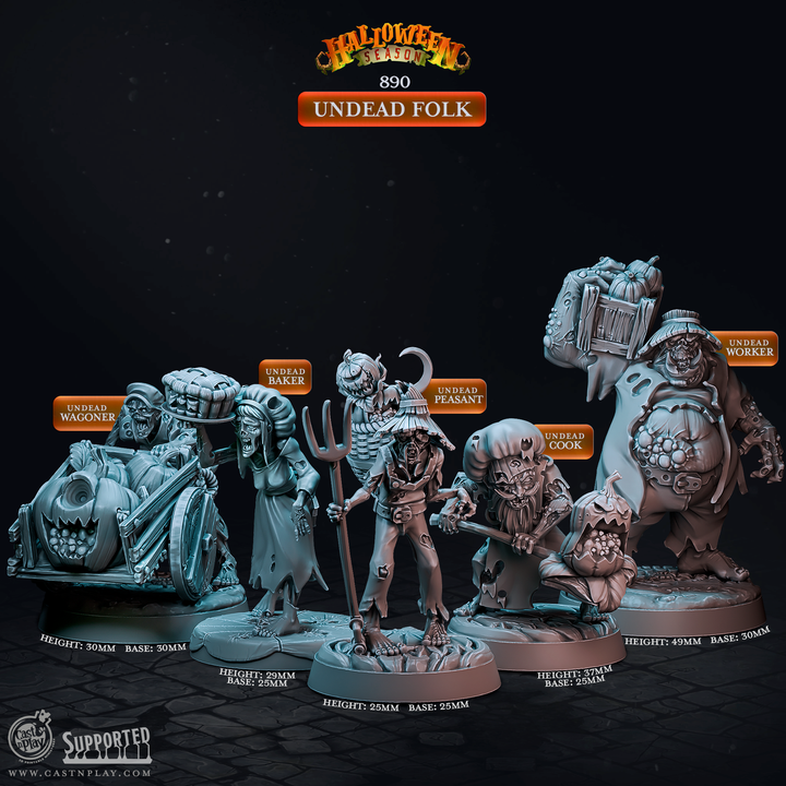 3D Printable Undead Folk (Pre-Supported) | Cast n Play by Cast n Play
