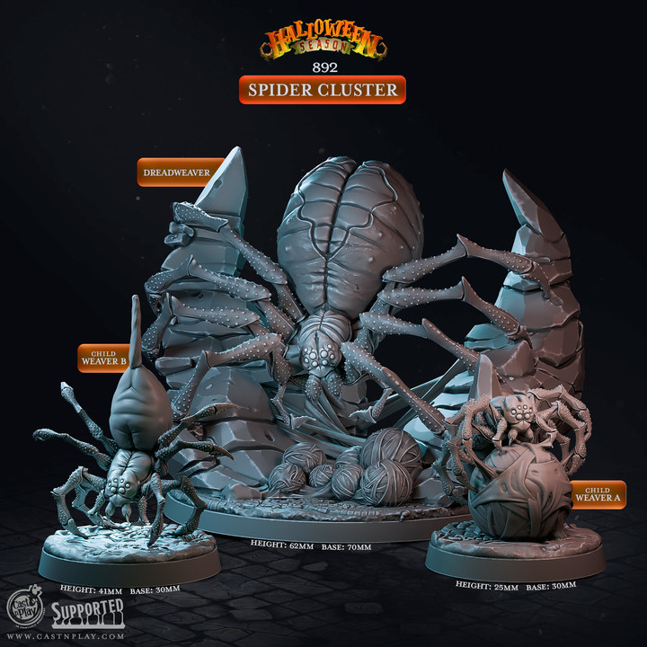 3D Printable Spider Cluster (Pre-Supported) | Cast n Play by Cast n Play