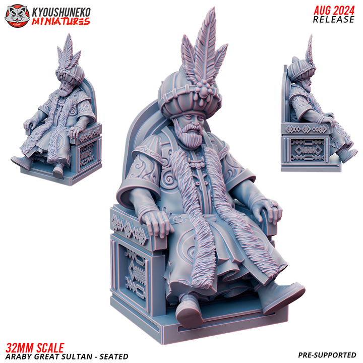 3D Printable Araby Great Sultan - Seated by Kyoushuneko Miniatures