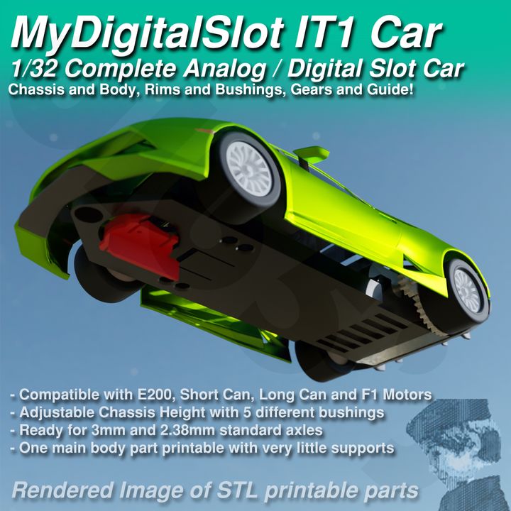 3D Printable MyDigitalSlot IT1 Car, 1/32 Complete Analog / Digital Slot ...