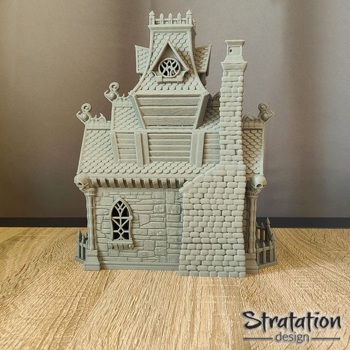 3D Printable Macabre Mansion Dice Tower by Stratation Design