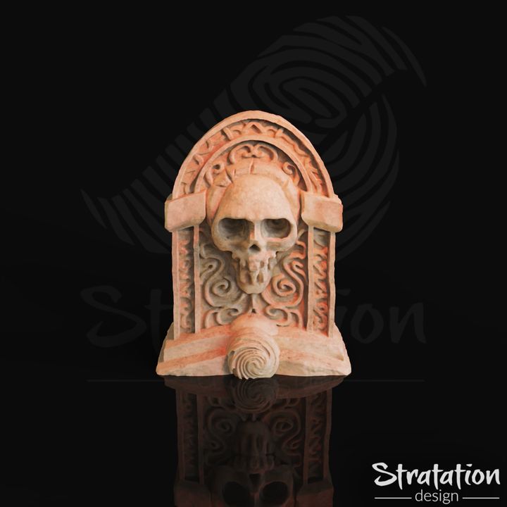 3D Printable Deathmark Halloween Gravestone by Stratation Design